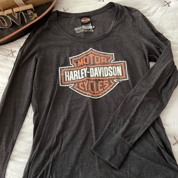 Harley-Davidson | Tops | Harley Davidson Long Sleeve Sequin Top | Poshmark